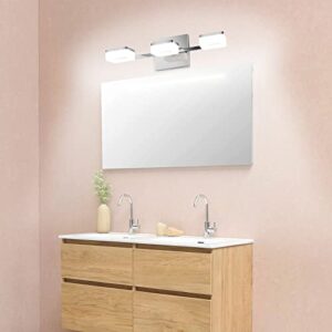 3 Lights LED Bathroom Vanity Lights, Acrylic Modern Wall Mount Lighting, LED Bathroom Wall Lighting Fixtures Over Mirror, 21W, 2509LM, 10%-100%, SCR Dimming 5000K (Natural White Light) - Chrome