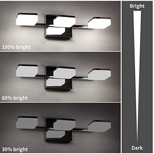 3 Lights LED Bathroom Vanity Lights, Acrylic Modern Wall Mount Lighting, LED Bathroom Wall Lighting Fixtures Over Mirror, 21W, 2509LM, 10%-100%, SCR Dimming 5000K (Natural White Light) - Chrome