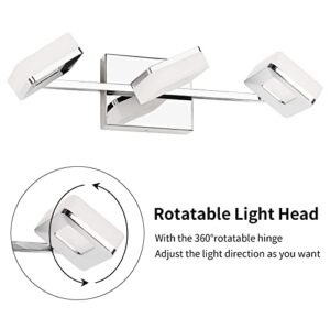 3 Lights LED Bathroom Vanity Lights, Acrylic Modern Wall Mount Lighting, LED Bathroom Wall Lighting Fixtures Over Mirror, 21W, 2509LM, 10%-100%, SCR Dimming 5000K (Natural White Light) - Chrome