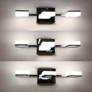 3 Lights LED Bathroom Vanity Lights, Acrylic Modern Wall Mount Lighting, LED Bathroom Wall Lighting Fixtures Over Mirror, 21W, 2509LM, 10%-100%, SCR Dimming 5000K (Natural White Light) - Chrome