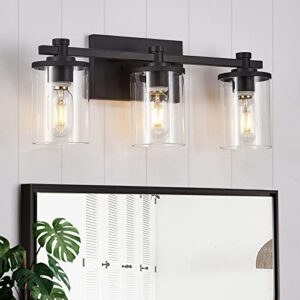 diniluse bathroom vanity light 3-light, black bathroom light fixtures with clear glass shade, vintage bathroom vanity lights, modern wall sconce for bathroom, living room, hallway, bedroom