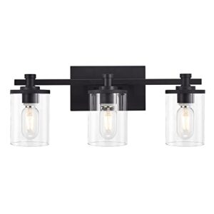 diniluse Bathroom Vanity Light 3-Light, Black Bathroom Light Fixtures with Clear Glass Shade, Vintage Bathroom Vanity Lights, Modern Wall Sconce for Bathroom, Living Room, Hallway, Bedroom