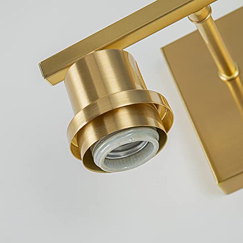 EMONG Gold Bathroom Light Fixtures,2-Lights Brushed Brass Vanity Light with Clear Glass Shade,Modern Wall Sconces for Hallway, Farmhouse,Living Room