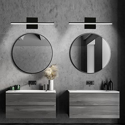 GERAMEXI LED Vanity Light, 16" Modern LED Matte Black Bathroom Vanity Light 12W Black Vanity Lighting Modern LED Bathroom Vanity Light Fixtures Over Mirror 6000k Cold White Light