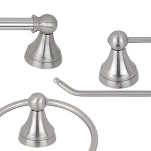 Globe Electric 50700 5-Piece Bathroom Accessory Set, with Vanity, Brushed Steel, 3-Light Vanity Light, Frosted Glass, Towel Bar, Toilet Paper Holder, Towel Ring, Robe Hook, Home Improvement