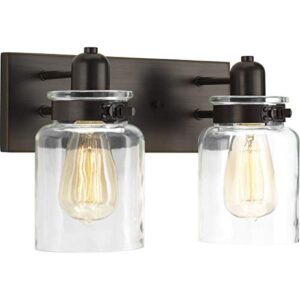 calhoun collection 2-light clear glass farmhouse bath vanity light antique bronze