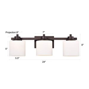 Chloe Lighting Lighting SOLBI Contemporary 3 Light Oil Rubbed Bronze Bath Vanity Fixture 24'' Wide (CH21036RB24-BL3)