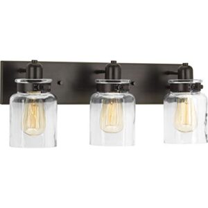 calhoun collection 3-light clear glass farmhouse bath vanity light antique bronze