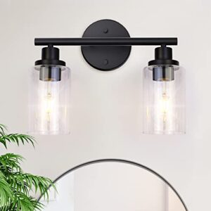 bathroom vanity light,2 light black bathroom light fixtures,vanity lights for bathroom,modern wall sconces with clear glass shade,bathroom lamp,for bathroom vanity bedroom farmhouse living room