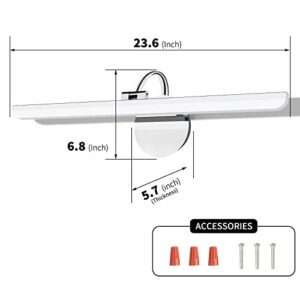 OKELI Dimmable Bathroom Light Fixtures LED Modern 23.6IN 14W Bathroom Vanity Light Chrome Stainless Steel 180°Rotatable Vanity Light Bar for Bathroom 6000K Cool White ETL Listed