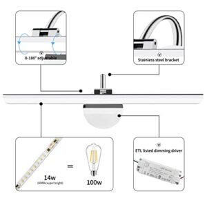 OKELI Dimmable Bathroom Light Fixtures LED Modern 23.6IN 14W Bathroom Vanity Light Chrome Stainless Steel 180°Rotatable Vanity Light Bar for Bathroom 6000K Cool White ETL Listed