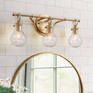 ksana gold bathroom light fixtures, 3-light vanity light fixtures with clear glass