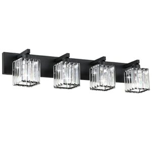 aipsun black light fixtures bathroom vanity light crystal modern vanity light for bathroom 4 light (exclude bulb)