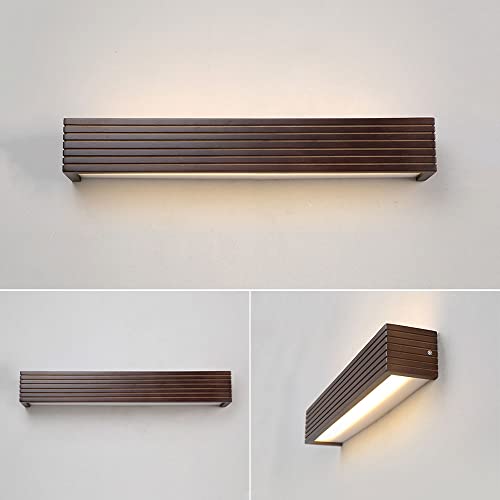 Baska Wood Bathroom Vanity Light Fixture LED Mirror Front Light, Rectangular Makeup Vanity Mirror Lighting Fitting, Living Room Bath Vanity Wall Sconce Modern Headboard Lamps