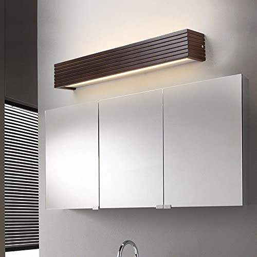 Baska Wood Bathroom Vanity Light Fixture LED Mirror Front Light, Rectangular Makeup Vanity Mirror Lighting Fitting, Living Room Bath Vanity Wall Sconce Modern Headboard Lamps