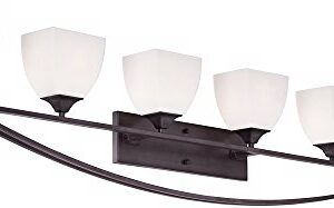 Franklin Iron Works Jenisen Arch Industrial Modern Wall Light Bronze Hardwired 62 3/4" 6-Light Fixture White Glass Shade for Bedroom Bedside Bathroom Vanity Living Room Hallway Dining House Home