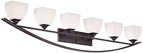 Franklin Iron Works Jenisen Arch Industrial Modern Wall Light Bronze Hardwired 62 3/4" 6-Light Fixture White Glass Shade for Bedroom Bedside Bathroom Vanity Living Room Hallway Dining House Home