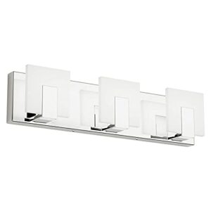 aipsun 3 lights dimmable modern led vanity light for bathroom frosted white acrylic chrome up and down bathroom wall light fixtures over mirror(white light 6000k)