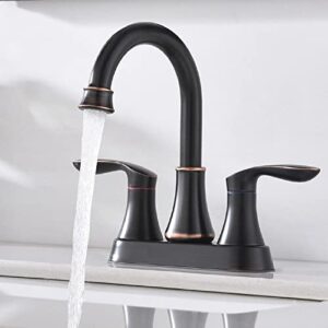 comllen oil rubbed bronze bathroom faucet centerset 4 inch two handle bathroom sink faucet with swivel spout bronze faucet for bathroom sink without pop up drain water supply lines