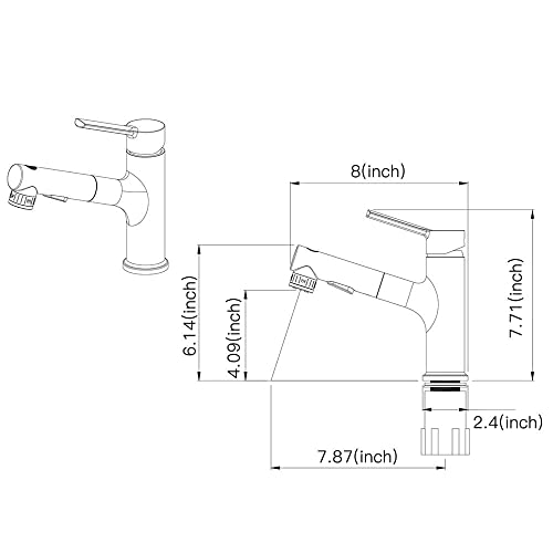 LAZ HOME Bathroom Sink Faucet with Pull Out Sprayer,Three Water Flow Modes Brass Single Handle Black Bathroom Basin Faucet for Hot and Cold Water Vanity Basin Faucet with Sprayer