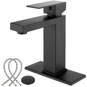 midanya matte black bathroom sink faucet 1 hole single handle deck mount lavatory mixer tap include pop up drain and cover plate one lever stainless steel sus304 commercial