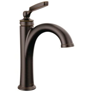 delta faucet woodhurst oil rubbed bronze bathroom faucet, single hole bathroom faucet, single handle bathroom sink faucet, diamond seal technology, drain assembly, venetian bronze 532-rbmpu-dst