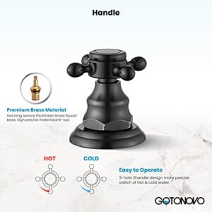 8 inch Widespread Bathroom Faucet 3 Hole Oil Rubbed Bronze Double Cross Handle Mixer Bathroom Sink Tap Deck Mount Hot Cold Water Matching Pop Up Drain with Overflow