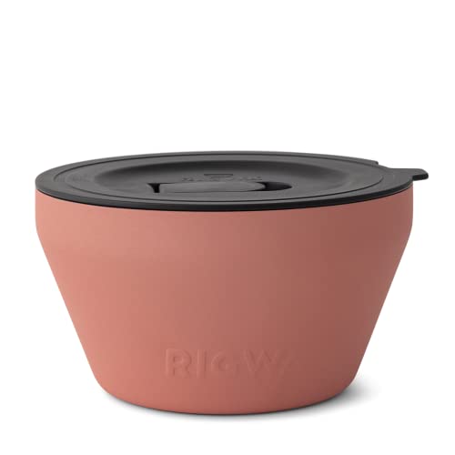 RIGWA Stainless Steel Insulated Food Container - Hot and Cold Insulated Bowl - Vacuum Sealed Containers for Food - Bowls with Lids, 48oz, Pink Coral