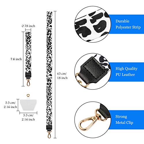 Frienda 10 Pieces Phone Lanyard Patch Cell Phone Lanyard Pad Phone Tether Phone Lanyard (Black, Black and White Leopard)