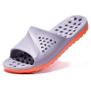 bathroom beach slipper, mens badslippers casual non-slip slides summer massage flip flops fashion soft sole man massage sandals 14((xxl) grayorange