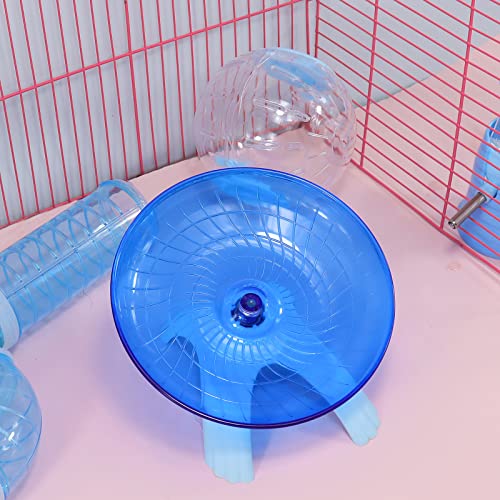 Hamster Wheel Saucer Silent Spinner/Quiet Exercise Flying Runner for Dwarf Hamster/Gerbil Rat/Small Cage (Blue)