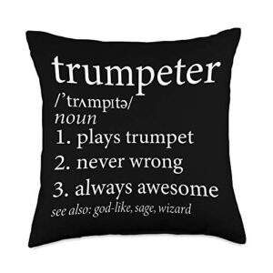 music pillows band artist musician gifts trumpet player music funny marching band musician gift throw pillow, 18x18, multicolor