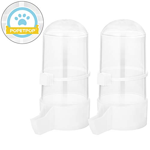 POPETPOP Automatic Bird Waterer Food Feeder - 2 Pcs Automatic Bird Water Bottle Drinker Container Food Dispenser Hanging in Birds Cage for Parrots Budgie Cockatiel Bird Lovers