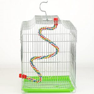 QR Bird Rope Perch Bird Toys Bird Cage Accessories Both Ends Can Be Fixed Colored Ropes Bend Bungee Natural for Parakeets Cockatiels, Conures, Macaws, Lovebirds, Finches