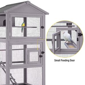 Aivituvin Bird Cages Outdoor Bird Aviary Indoor Parakeet Cage with Perch for Birds, Large Dove cage with Wire Netting Above The Removable Pull Out Tray - Wheels Include