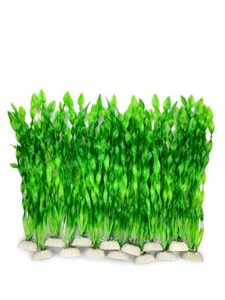 begondis 14 pcs artificial green seaweed water plants, fish tank aquarium decorations, made of soft plastic