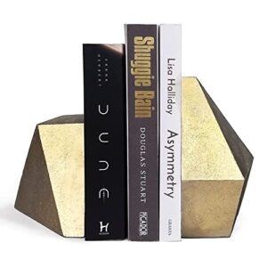 ambipolar decorative gold cast iron bookends, home decorative bookends for heavy books, abstract bookends for bookshelves, office desk, living room decor