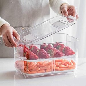 SANNO Vegetable Fruit Containers Fridge Food Storage Produce Saver Container Stackable Refrigerator Freezer Organizer Fresh Keeper Drawers Organizer set of 2