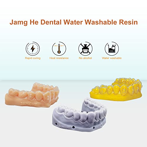 JAMG HE Rapid UV-Curing Resin 405nm, Dental Model Resin for Orthodontic Brace Water Washable with Lower Shrinkage & High Presicion Gey 500G…