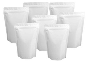 100 pack matte white mylar stand up bags - 5.5x7.8 inches resealable smell proof packaging pouch, sealable foil bags for food storage, sample pouches