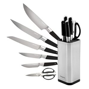 kitchen knife set, chef knife set, knife sets for kitchen with block, fasaka 7pcs professional german high carbon stainless steel full-tang knife set & knife block & kitchen shears