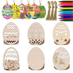 anditoy 30 pcs easter wooden hanging ornaments unfinished wood slices eggs easter crafts for kids diy easter decorations party supplies decor