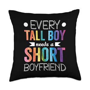 lgbtq pride boyfriend gay couple gift ideas every tall boy needs short boyfriend lgbt valentines day throw pillow, 18x18, multicolor