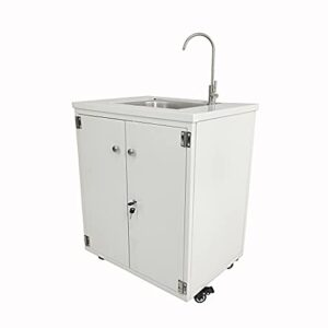 Steel Cabinet Portable Sink Self Contained Hand Wash Station Mobile Sink Water Fountain Water Supply 110V/12V Powered Built-in Pump Water Jugs NOT Included 24 X 18 X 30" Cabinet Size 10094-NF