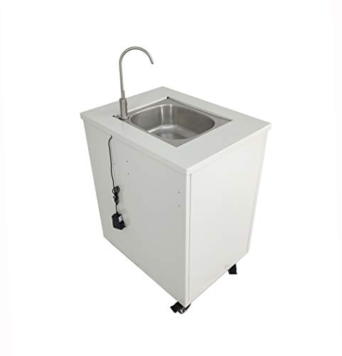 Steel Cabinet Portable Sink Self Contained Hand Wash Station Mobile Sink Water Fountain Water Supply 110V/12V Powered Built-in Pump Water Jugs NOT Included 24 X 18 X 30" Cabinet Size 10094-NF