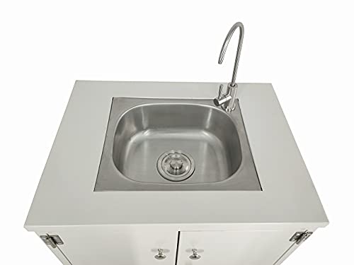 Steel Cabinet Portable Sink Self Contained Hand Wash Station Mobile Sink Water Fountain Water Supply 110V/12V Powered Built-in Pump Water Jugs NOT Included 24 X 18 X 30" Cabinet Size 10094-NF