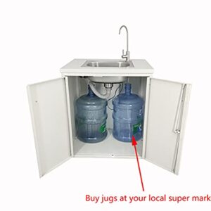 Steel Cabinet Portable Sink Self Contained Hand Wash Station Mobile Sink Water Fountain Water Supply 110V/12V Powered Built-in Pump Water Jugs NOT Included 24 X 18 X 30" Cabinet Size 10094-NF