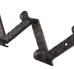 Ebros Cast Iron Vintage Rustic Industrial Farmhouse Railroad Nail Spikes 5 Peg Wall Hooks Western Vintage Multi-Purpose Hanger Plaque for Coats Hats Keys Clothing Towel Pet Leash