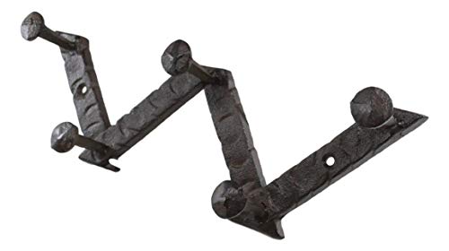 Ebros Cast Iron Vintage Rustic Industrial Farmhouse Railroad Nail Spikes 5 Peg Wall Hooks Western Vintage Multi-Purpose Hanger Plaque for Coats Hats Keys Clothing Towel Pet Leash