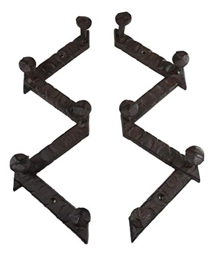 Ebros Cast Iron Vintage Rustic Industrial Farmhouse Railroad Nail Spikes 5 Peg Wall Hooks Western Vintage Multi-Purpose Hanger Plaque for Coats Hats Keys Clothing Towel Pet Leash